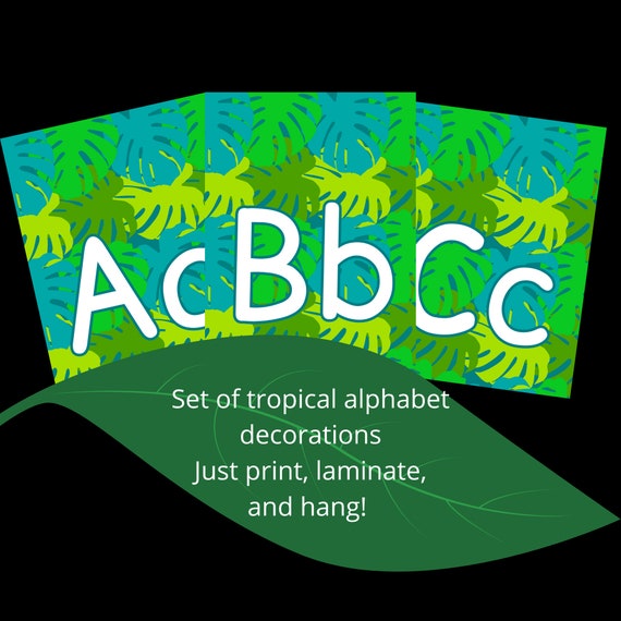 Set of Tropical Themed Alphabet Posters Tropical Themed - Etsy