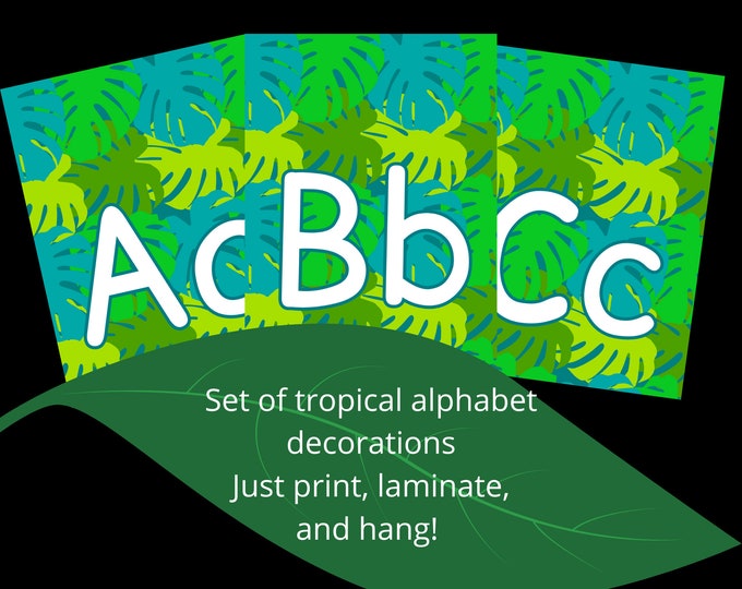 Tropical Alphabet Posters, Printable Classroom Decor, Instant Download ...
