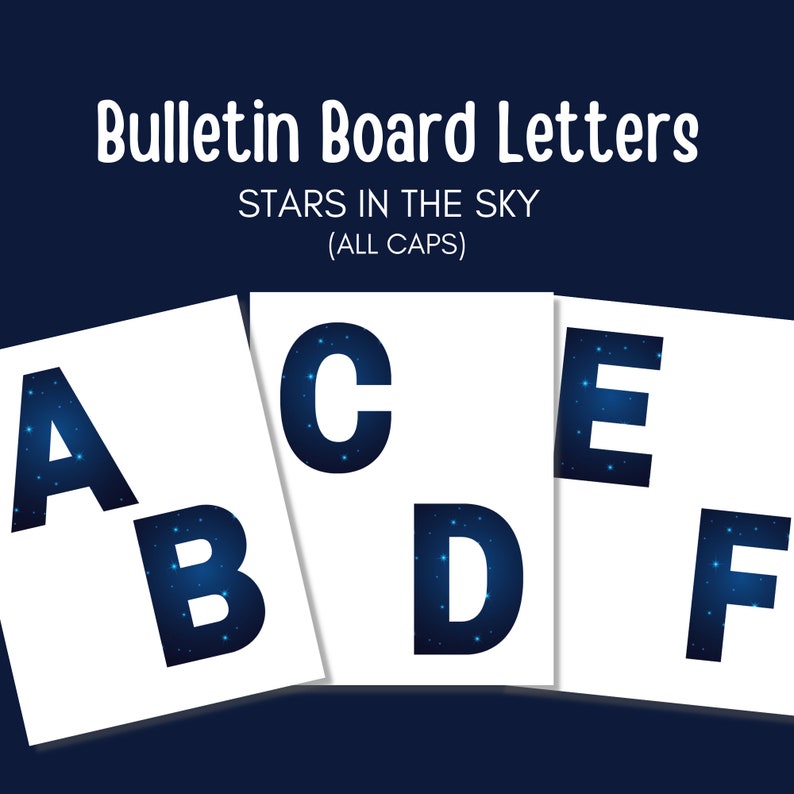 Stars in the Sky Bulletin Board Letters, Printable Bulletin Board ...