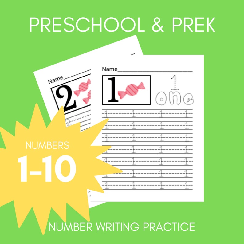 Preschool Number Writing Worksheets, Prek Numbers Practice, Worksheets ...