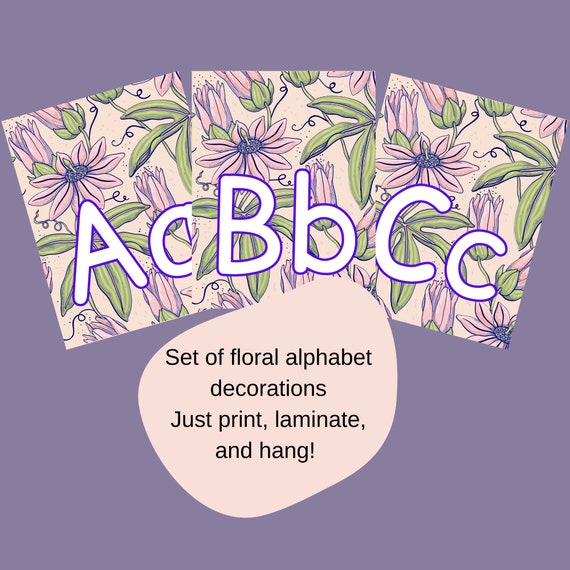 Pink Floral Alphabet Posters Floral Classroom Decorations - Etsy