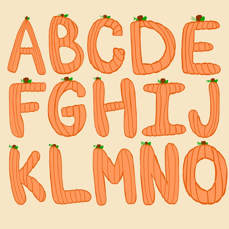 Hand Drawn Pumpkin Bulletin Board Letters, Fall Classroom Decorations ...