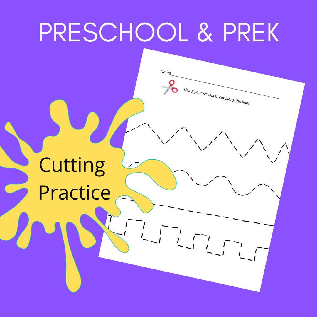 Line Cutting Practice, Cutting Practice Worksheets for Kids - Etsy