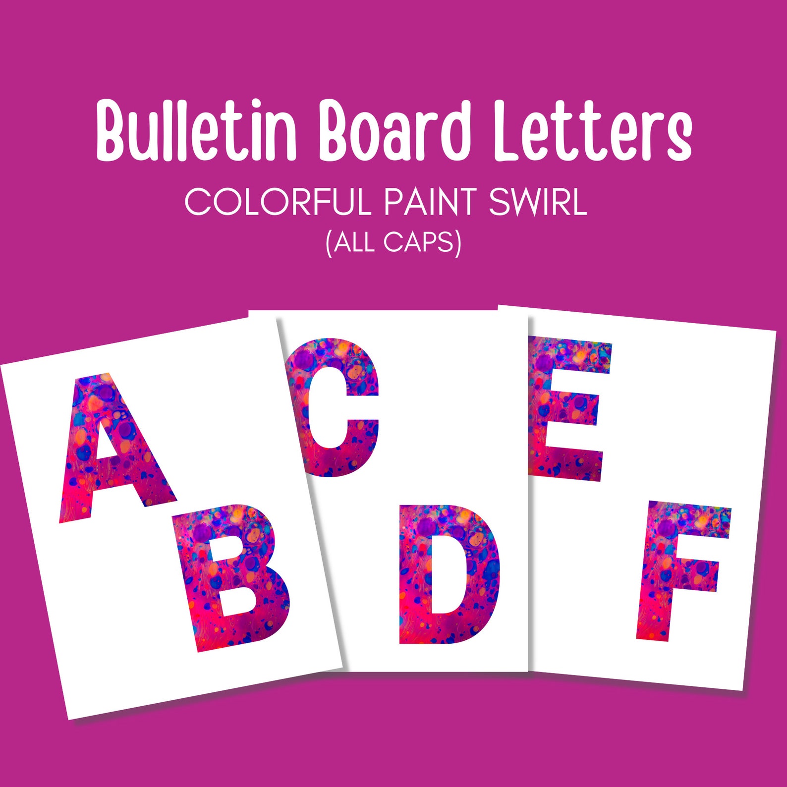 Paint Swirl Bulletin Board Letters, Printable Bulletin Board Letters - Etsy