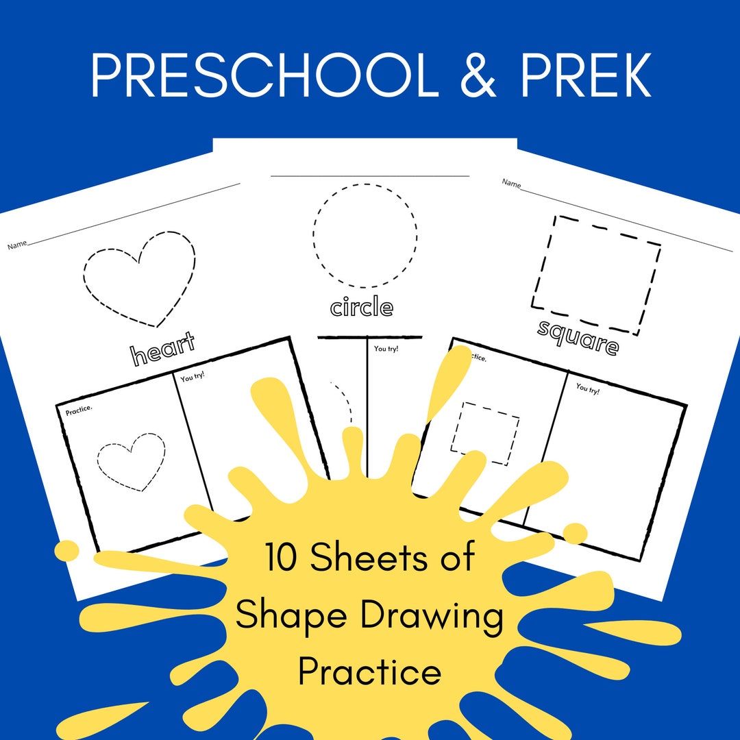 10 Pages of Shape Drawing Practice, Preschool and Prek Worksheets - Etsy