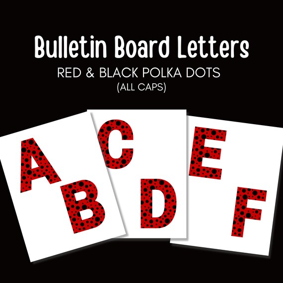 Red & Black Polka Dot Bulletin Board Letters Printable - Etsy