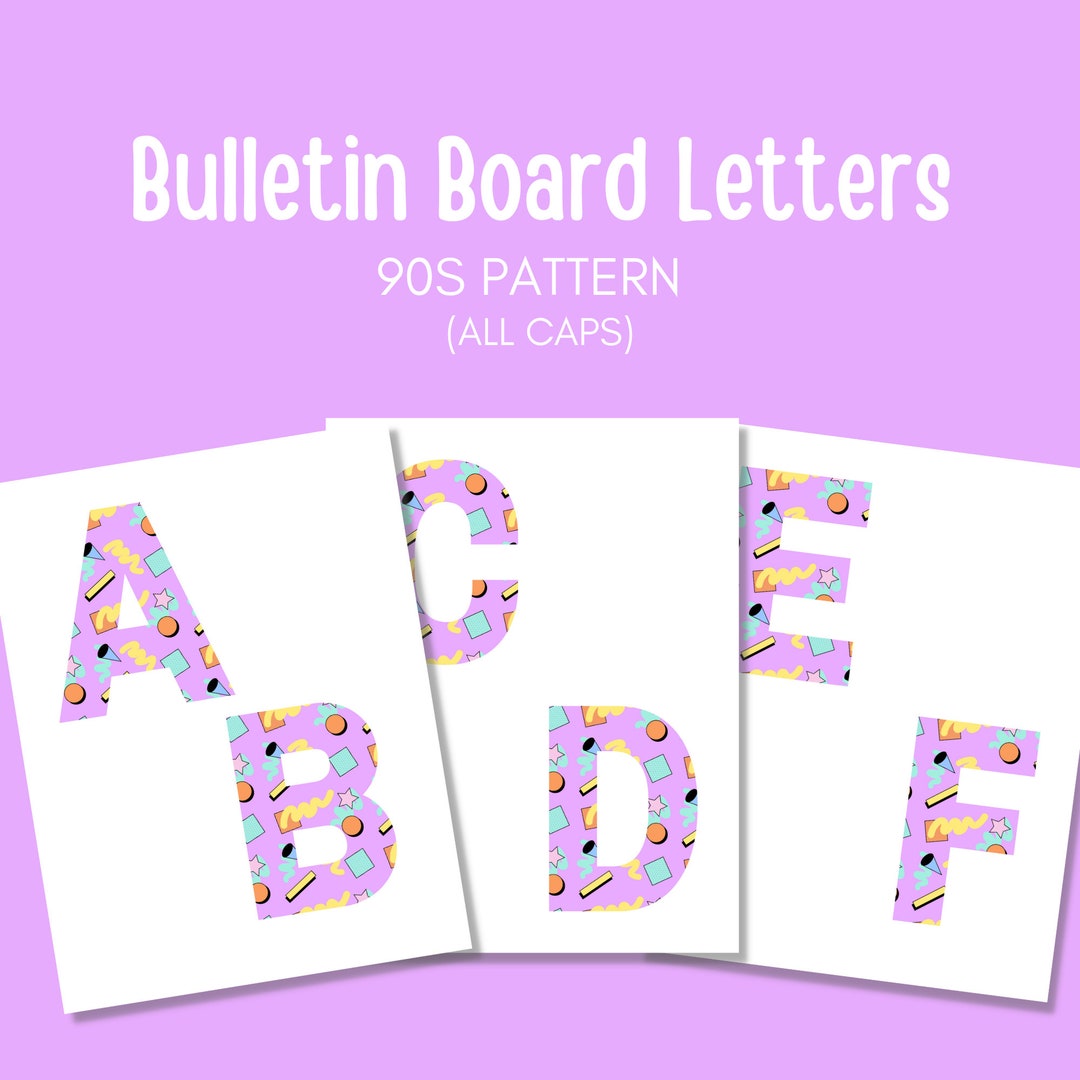 90s Pattern Bulletin Board Letters, Printable Bulletin Board Letters - Etsy