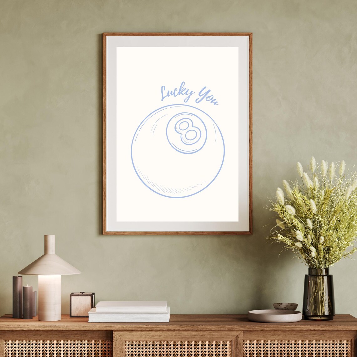 Blue Pool Ball Poster, Trendy Blue 8 Ball Digital Art Print, Lucky You ...