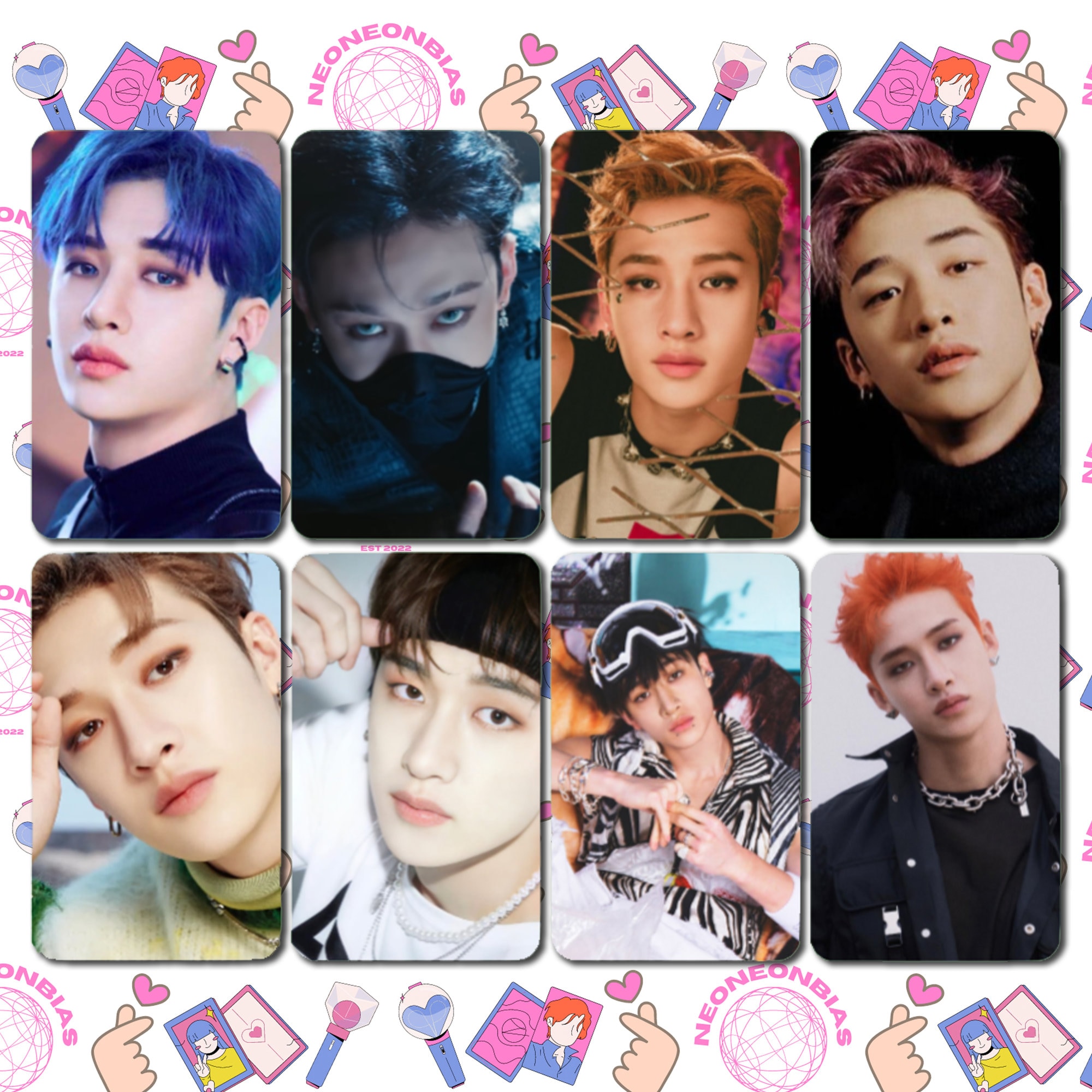 8 X Stray Kids Bias Bang Chan Photocards SET 002 Photocards, Kpop ...