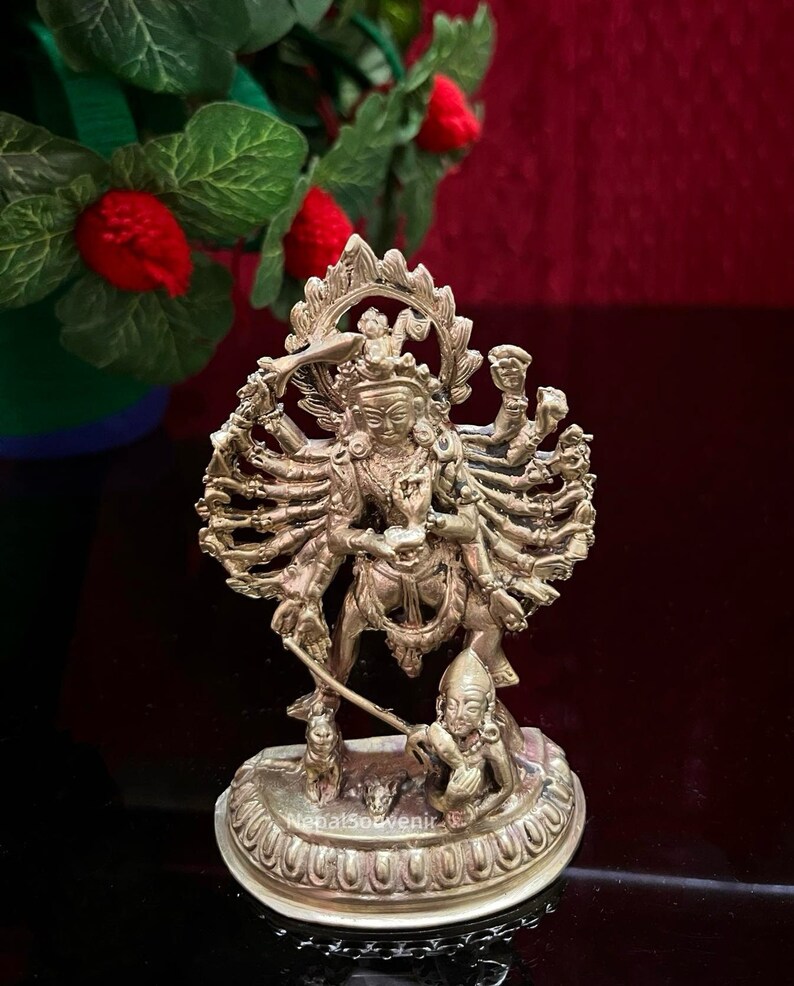 Nepali Mahishasura Mardini Statue Brass RARE 4 Inch 10 Cm Handmade ...
