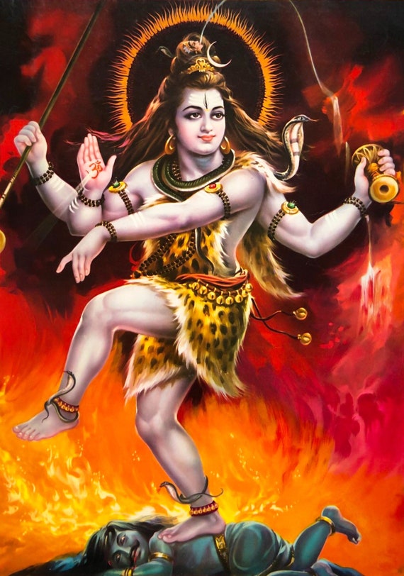 Shiva Tandav Bholenath Mahadev Old Vintage Print Hindu God - Etsy