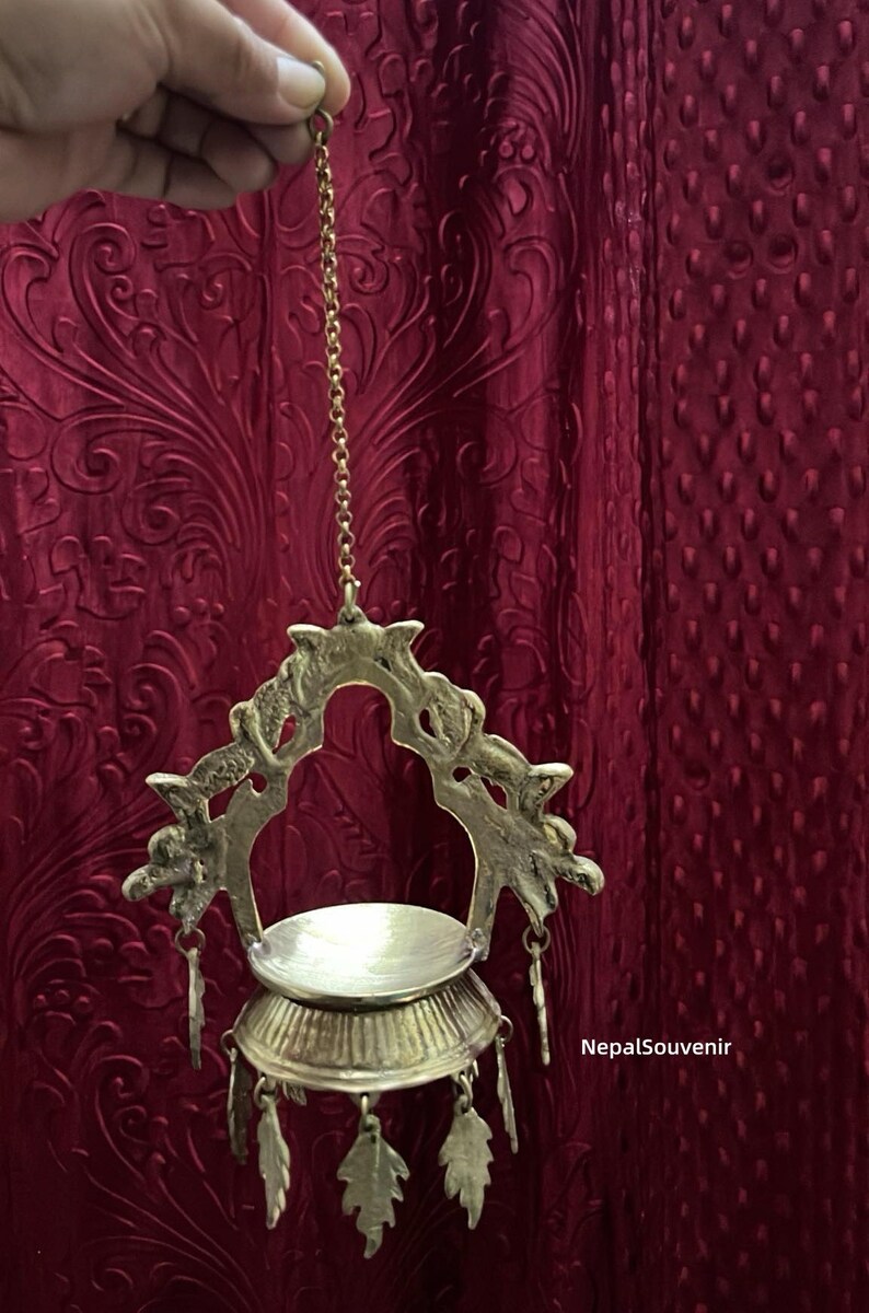 Nepali Dalucha Lamp Hanging Diya Brass, 6 Inch 15 Cm, Handmade Hanging ...