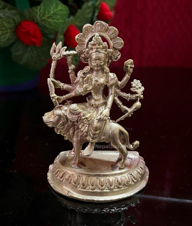 Nepali Goddess Durga Maa Statue Brass 4 Inch 10 Cm RARE Handmade Durga ...