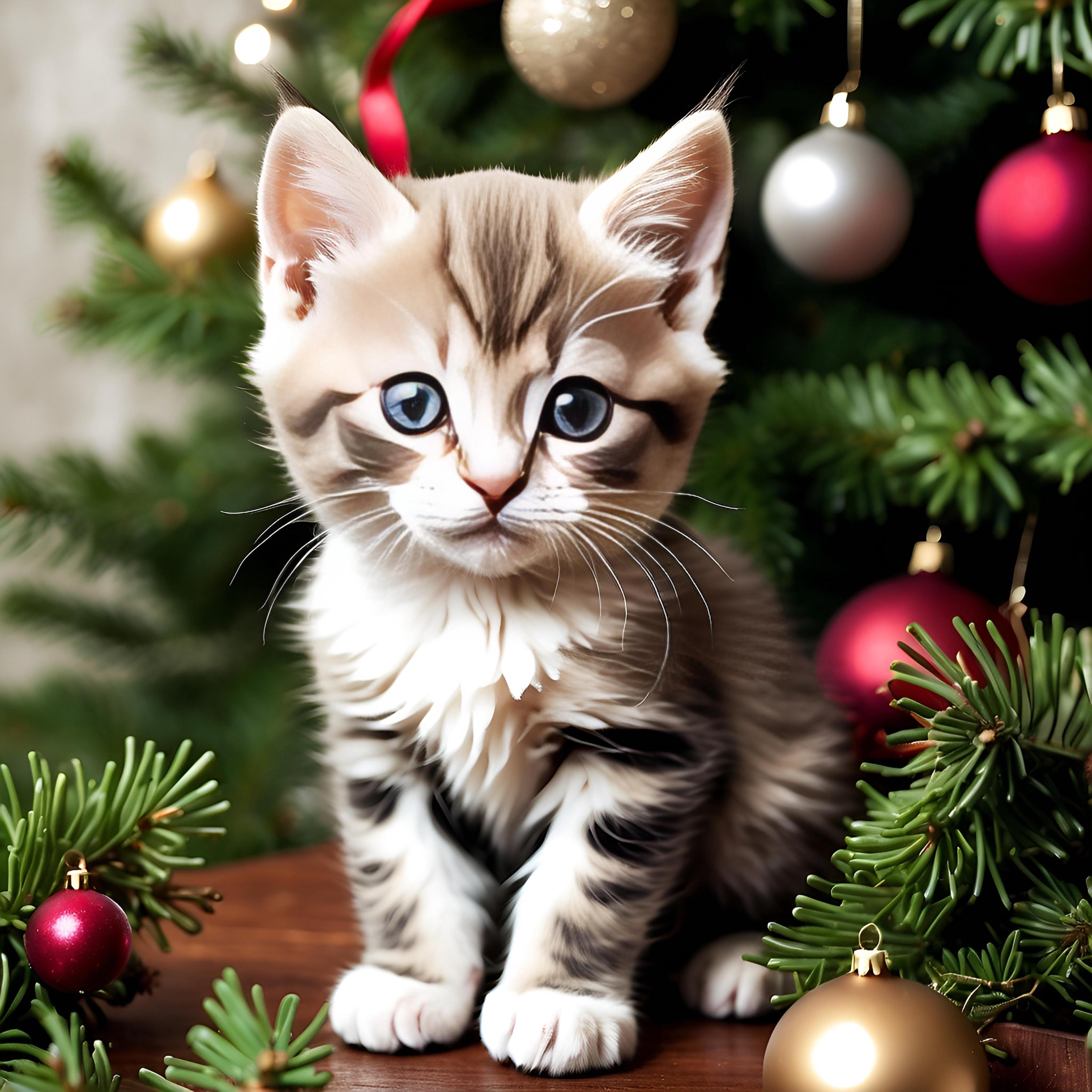 Christmas Kitten in Tree II - Etsy