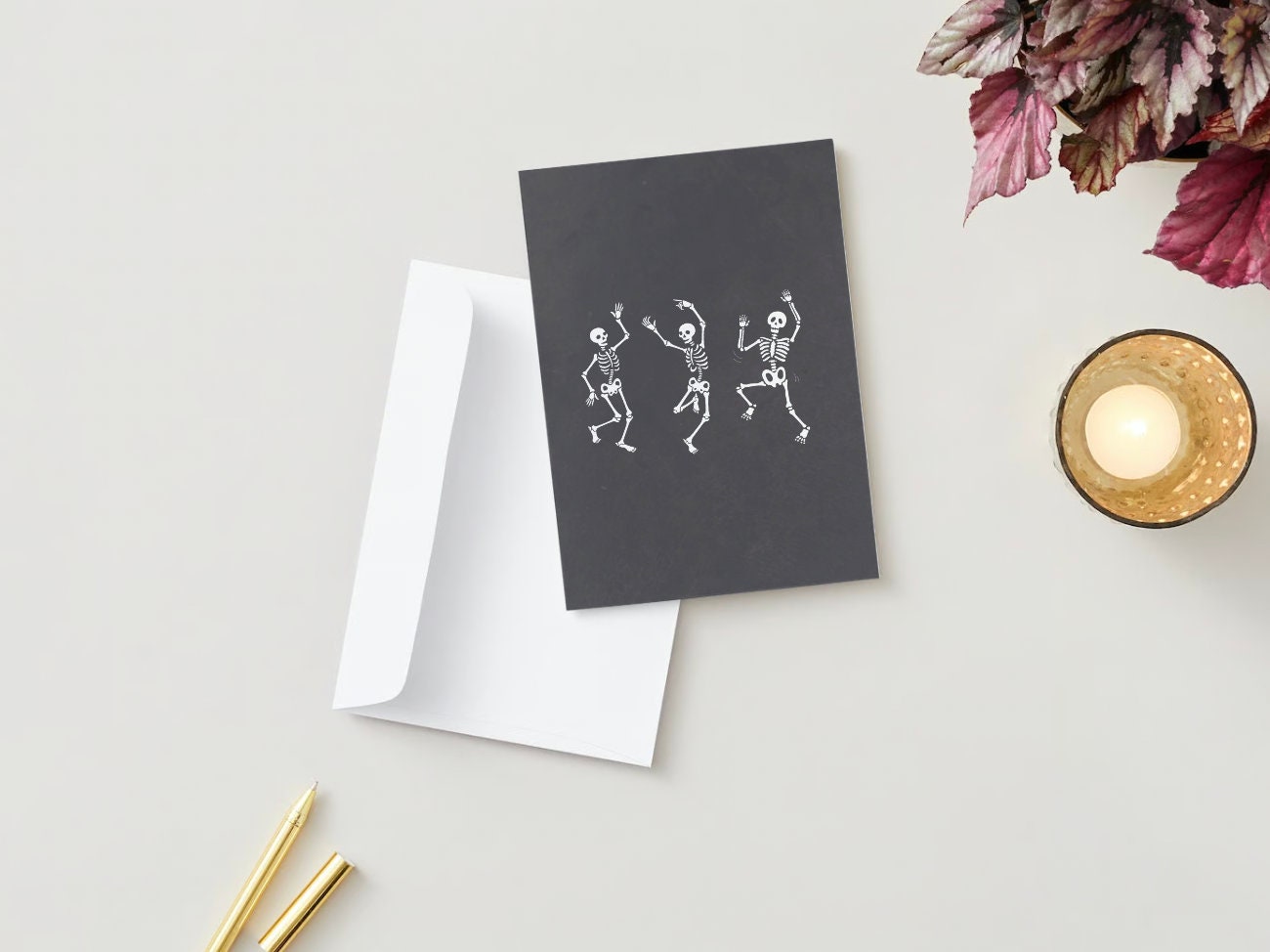 Digital Download Printable Halloween Skeleton Greeting Card - Etsy