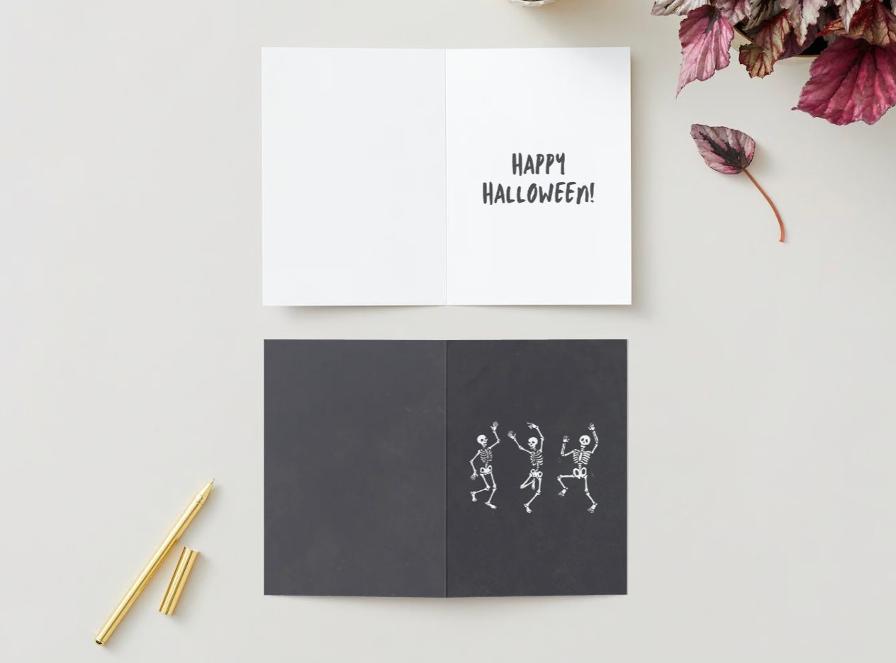 Digital Download Printable Halloween Skeleton Greeting Card - Etsy
