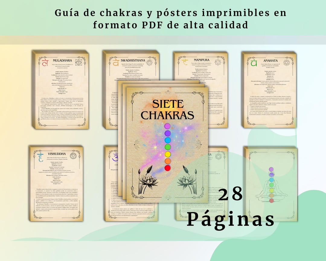 7 Chakras Guide (PDF) – Vintage Illustrated – 28 Pages + 2 Printable A4 ...