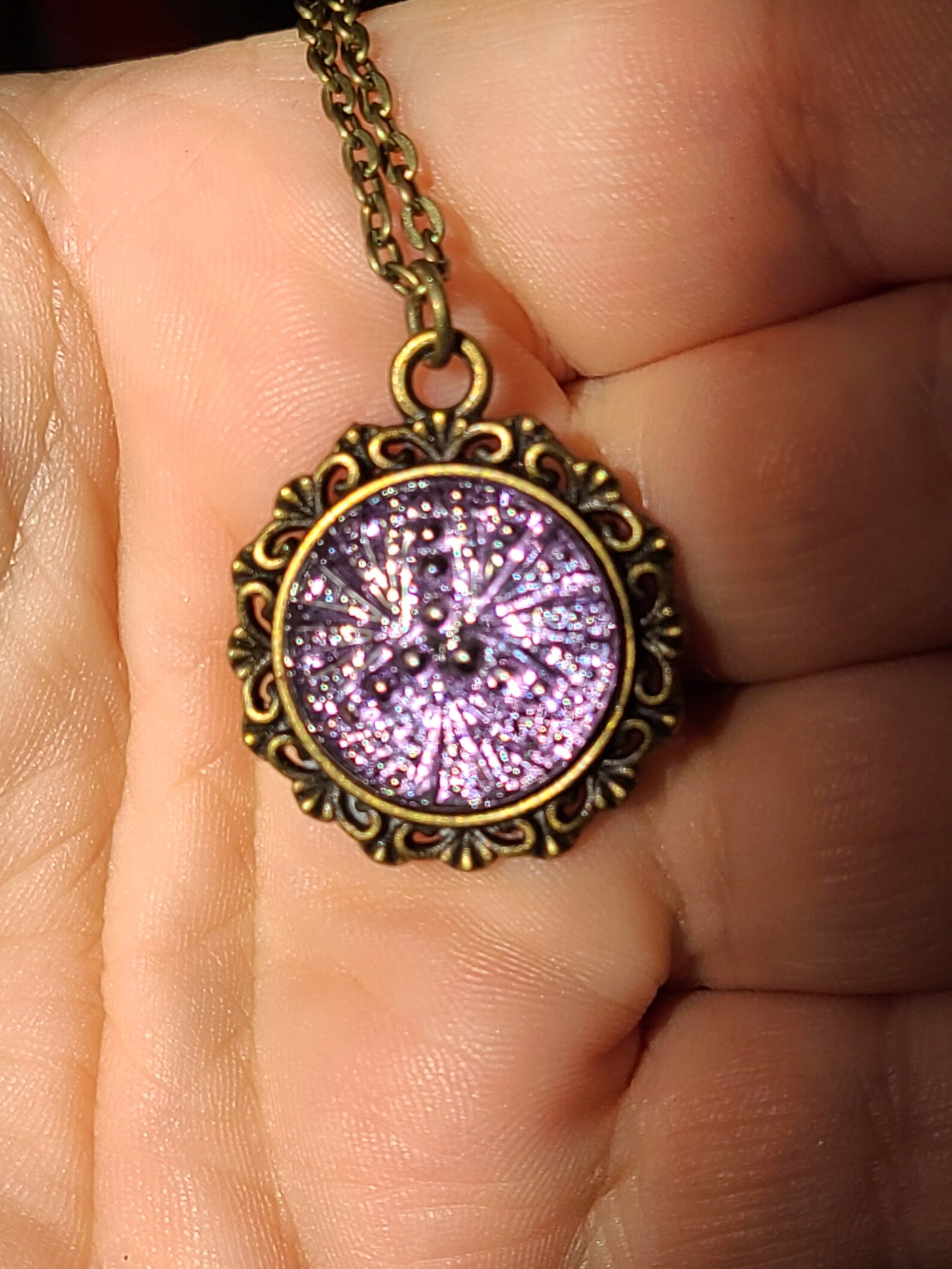Art Deco Tri-burst 18 Mm Czech Button Necklace - Etsy