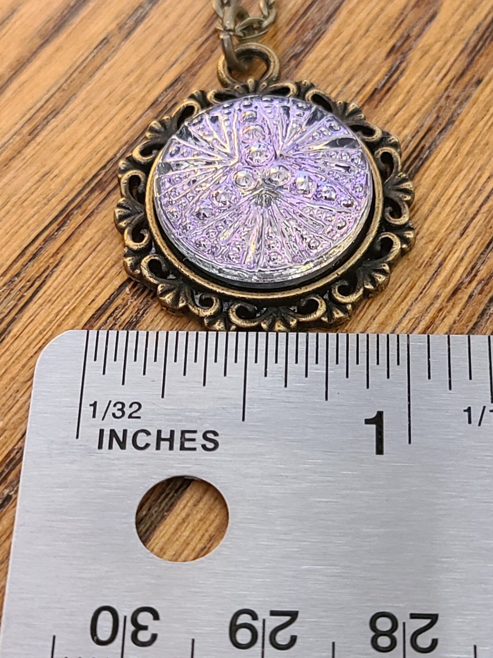 Art Deco Tri-burst 18 Mm Czech Button Necklace - Etsy