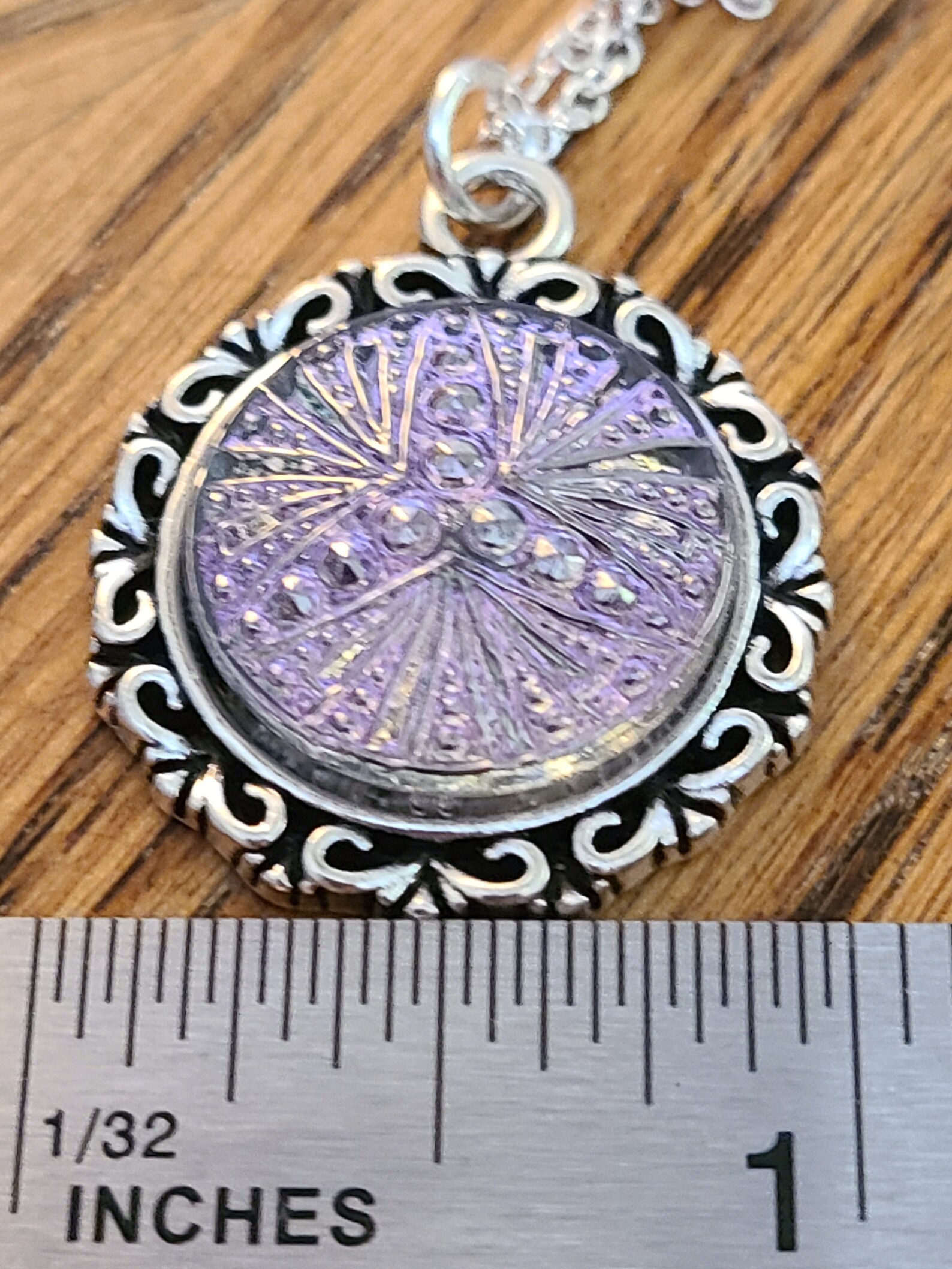 Art Deco Tri-burst 18 Mm Czech Button Necklace - Etsy