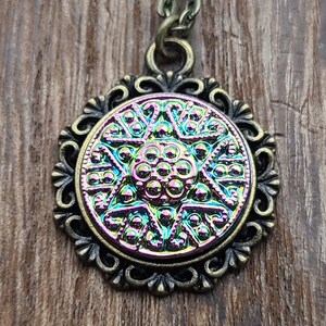 Six Point Star 18 Mm Czech Button Necklace - Etsy