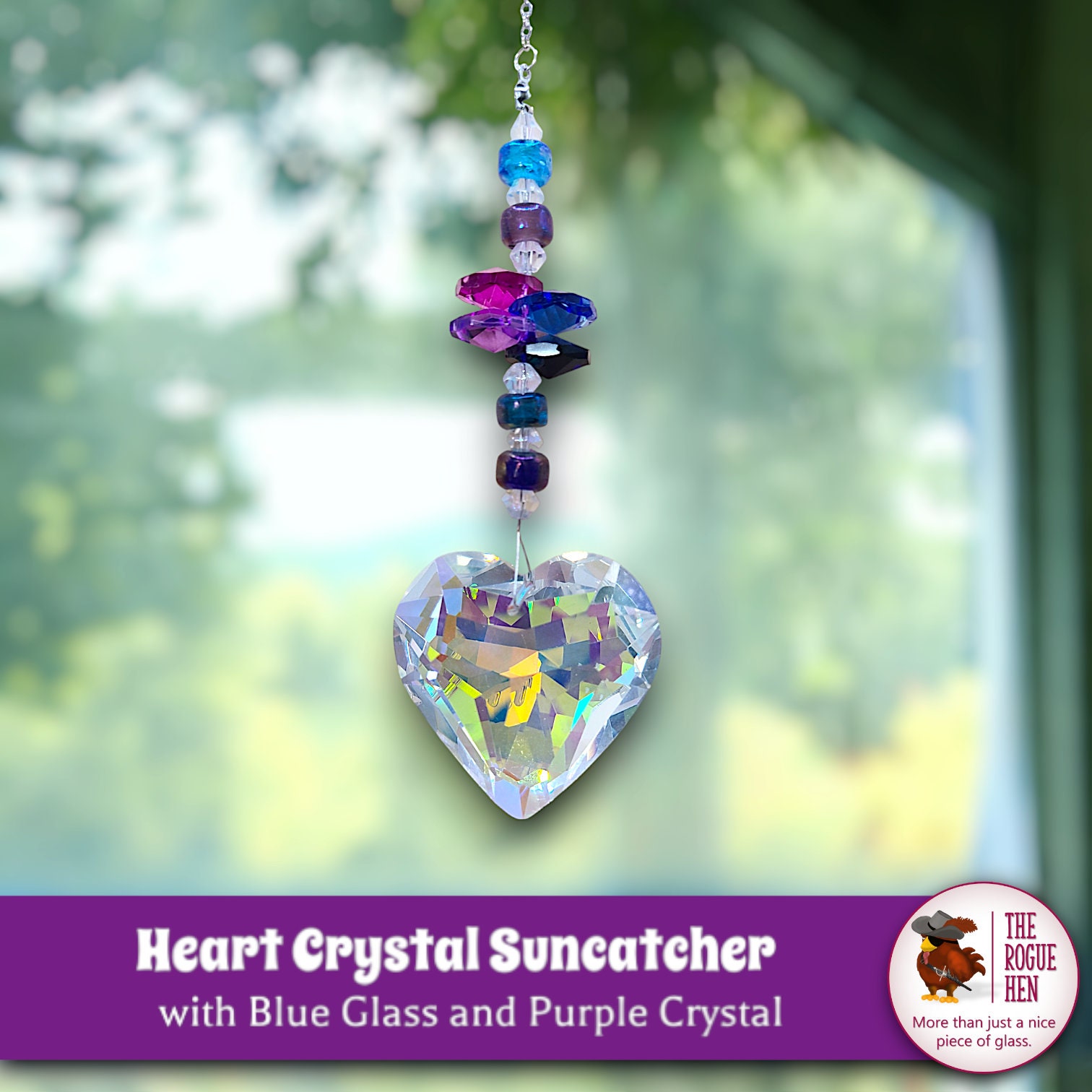 Purple Shades Crystal Heart Suncatcher - Etsy