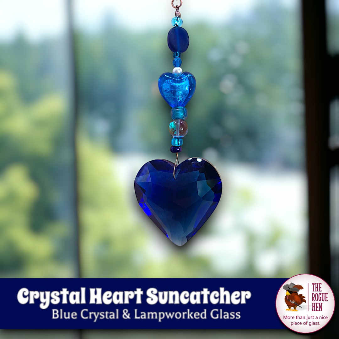 Blue Crystal Heart Suncatcher - Etsy