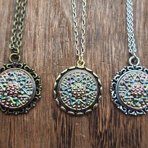 Six Point Star 18 Mm Czech Button Necklace - Etsy
