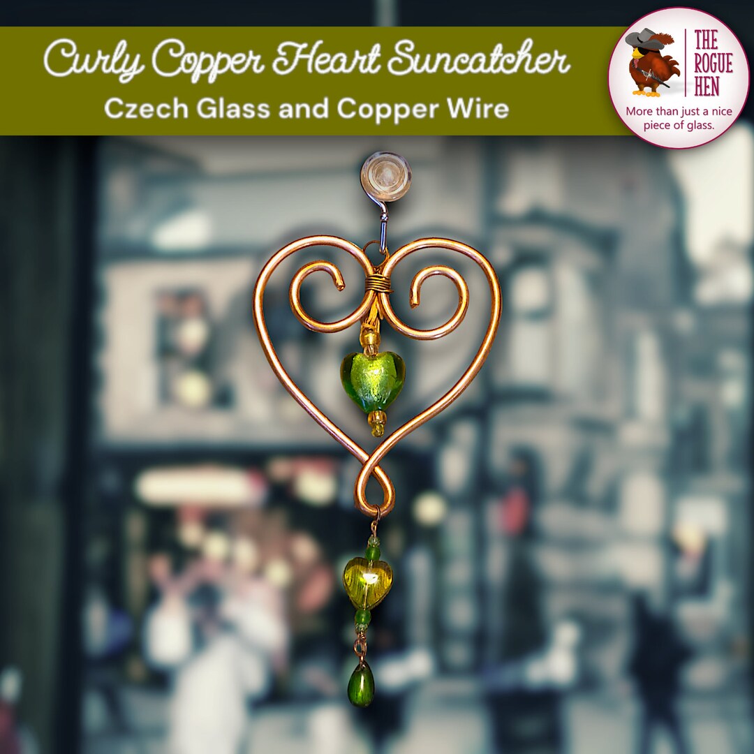 Curly Copper Heart Suncatcher - Etsy