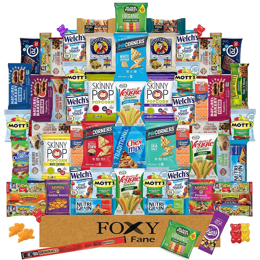 Foxy Fane 60 Ct Premium Healthy Snack Box- Gift Care Package With ...