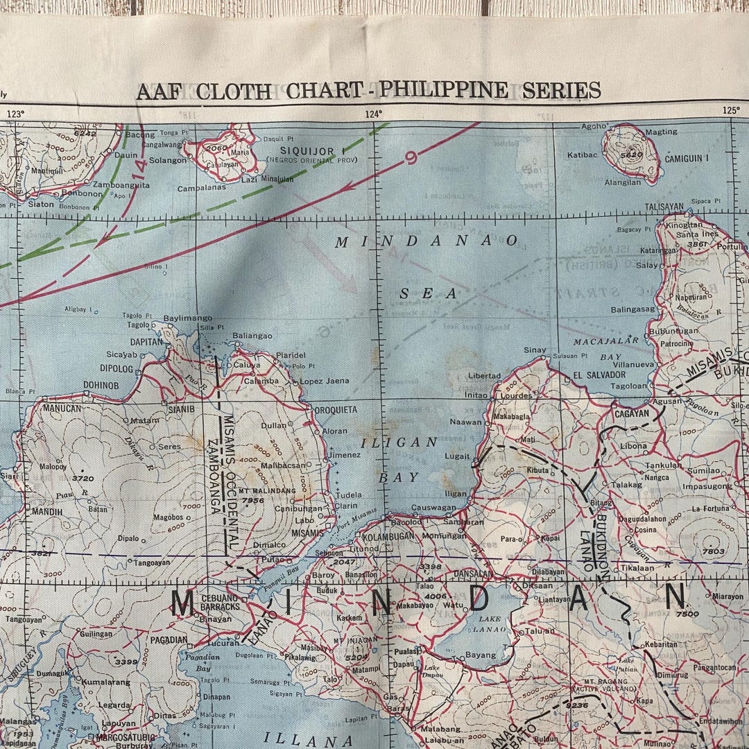 WW2 United States Army Air Forces Cloth Chart Philippine Series No C43 ...