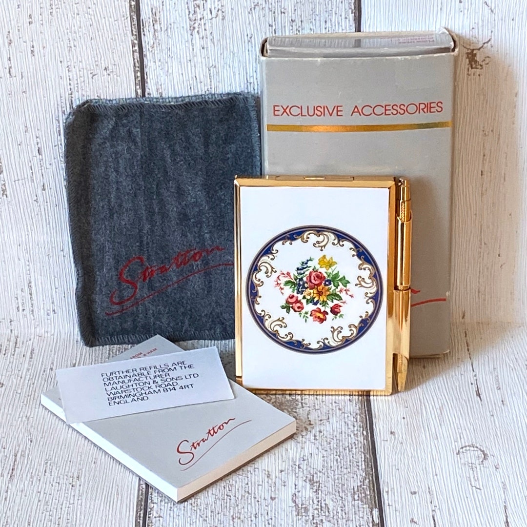 Vintage 1980s Stratton Floral Enamel Notebook and Pen Set Unused in Box ...