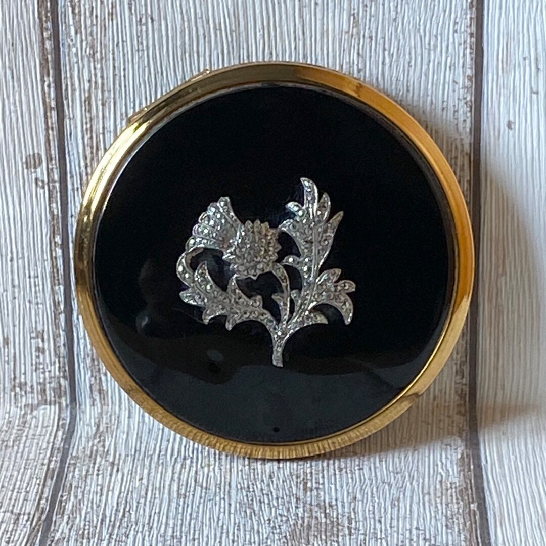 Vintage Kigu Pressed Powder Compact With Marcasite Scottish Thistle ...