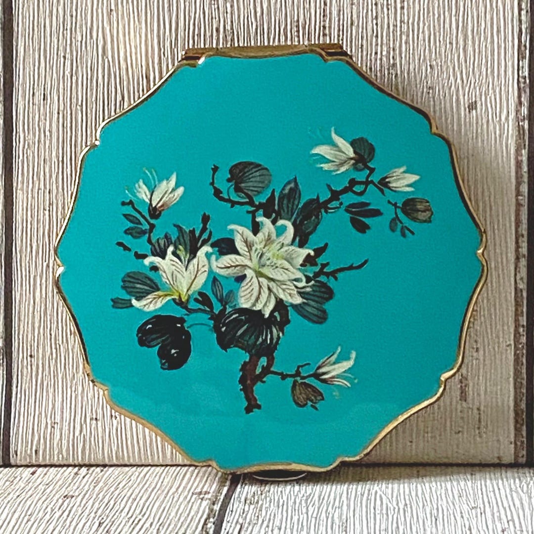 Vintage 1970s Stratton Queen Convertible Powder Compact With Turquoise ...