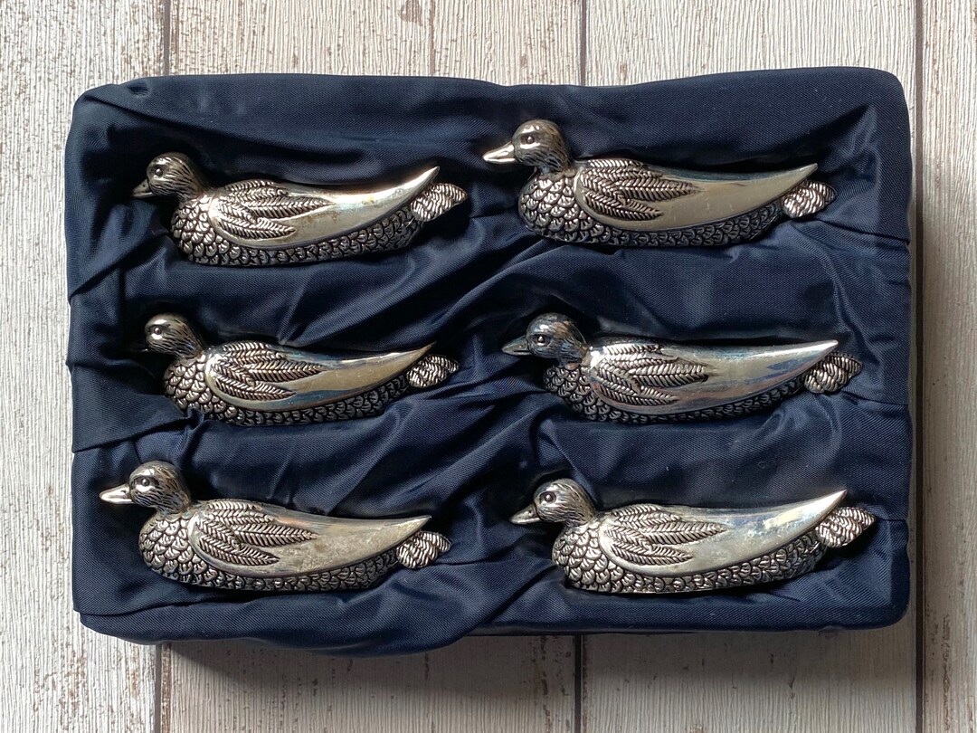 Vintage Set of Six Silver Plated Decorative Duck Knife Rests Made by ...