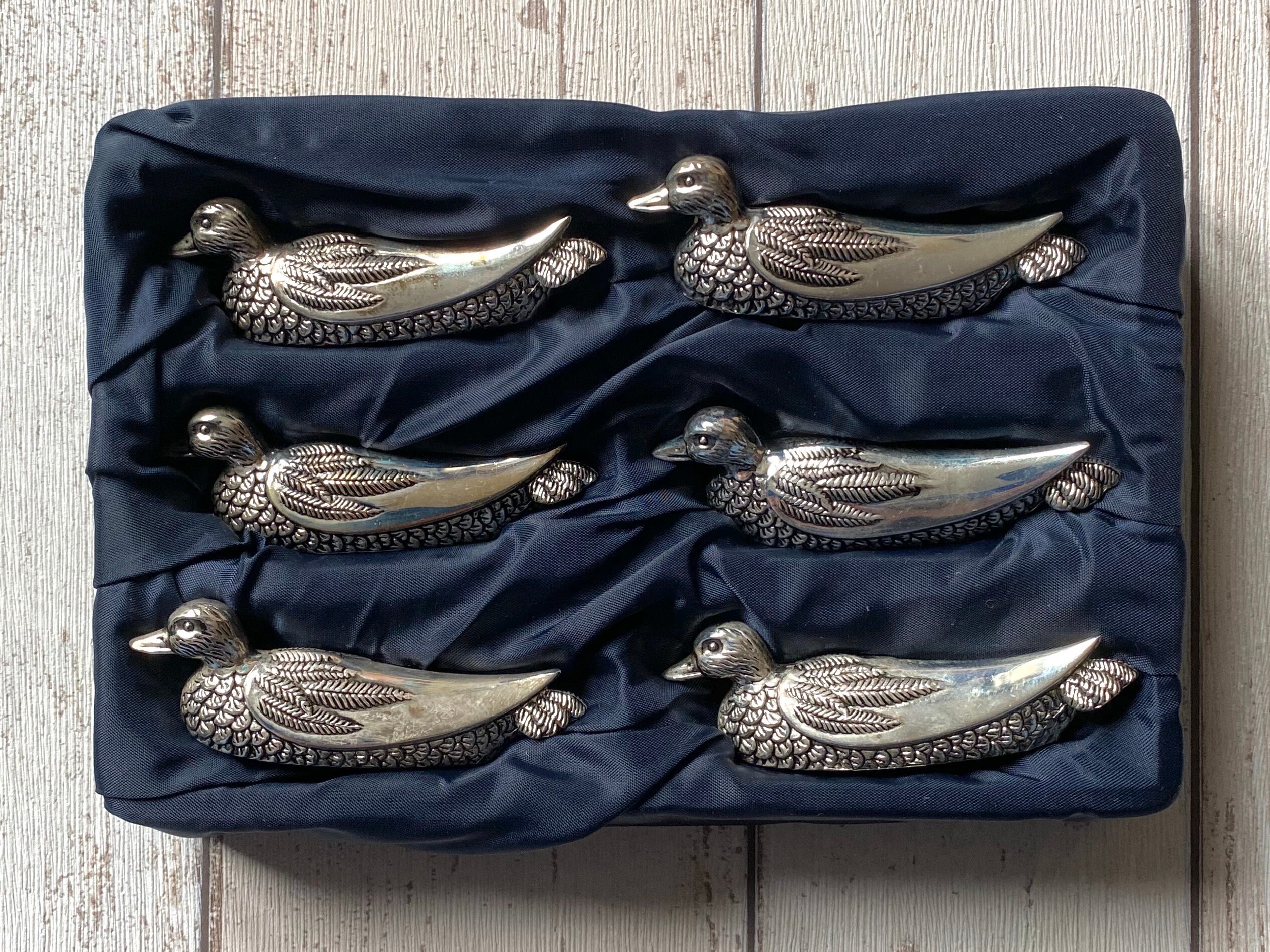Vintage Set of Six Silver Plated Decorative Duck Knife Rests Made by ...