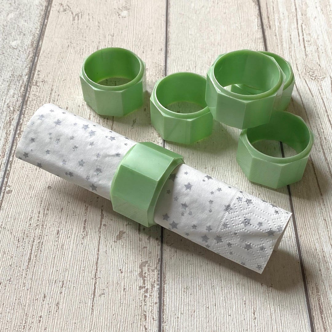 Set of Six Vintage 1950s Pale Green Plastic Octagonal Napkin Serviette ...