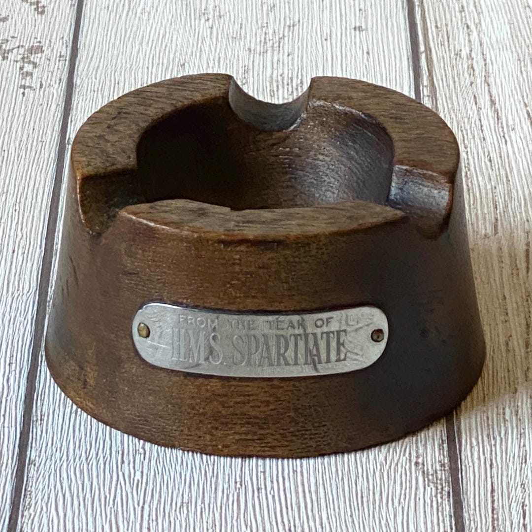 Royal Navy HMS Spartiate Commemorative Teak Wood Ashtray Made From the ...