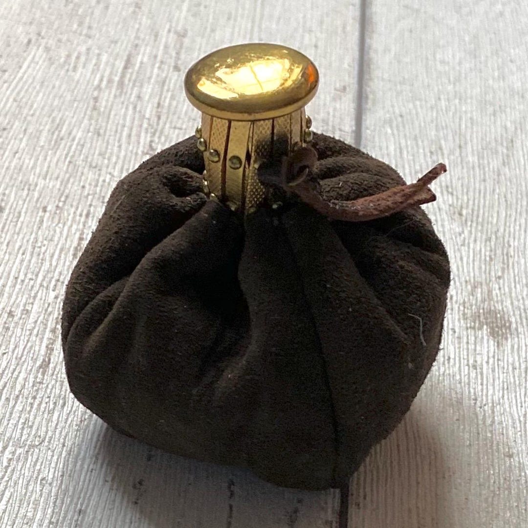 Vintage Brown Suede Expanding Concertina Gate Top Beggars Purse Coin ...