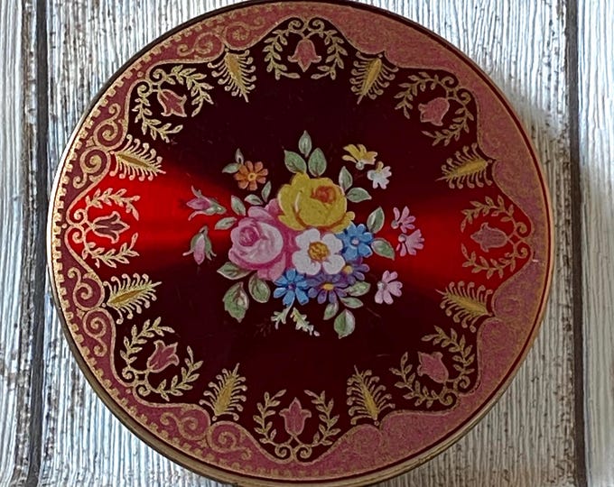 Vintage 1940s Stratton Red Rococo Floral Enamel Loose Powder Compact - Etsy