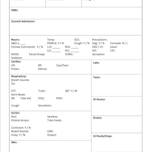 Neuro ICU Report Sheet - Etsy