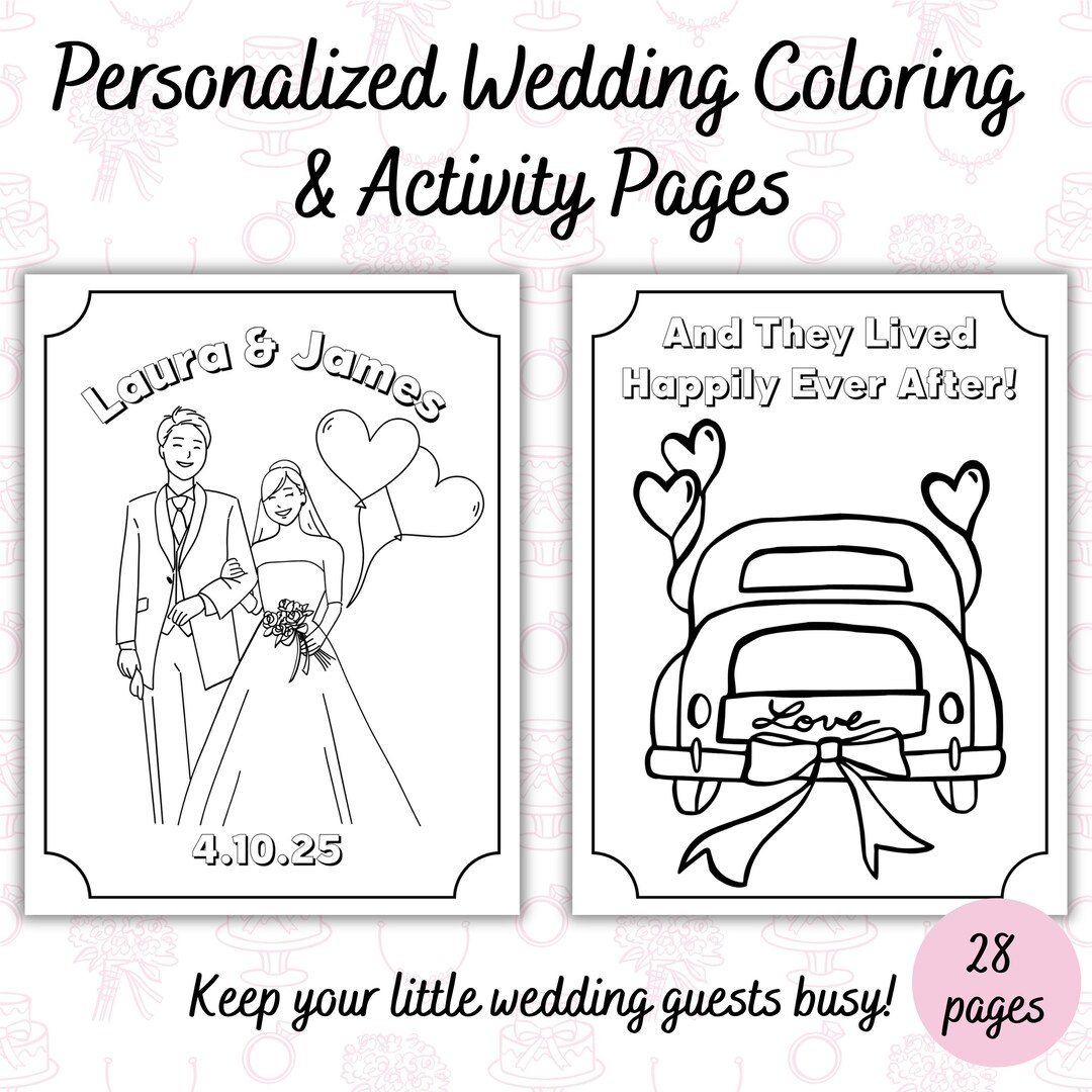 Kids Wedding Coloring and Activity Book, Printable Wedding Coloring ...