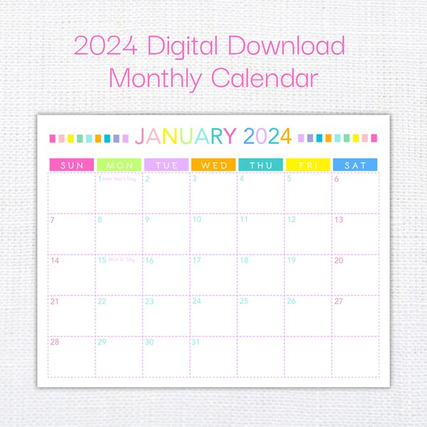 Colorful Calendar - Etsy