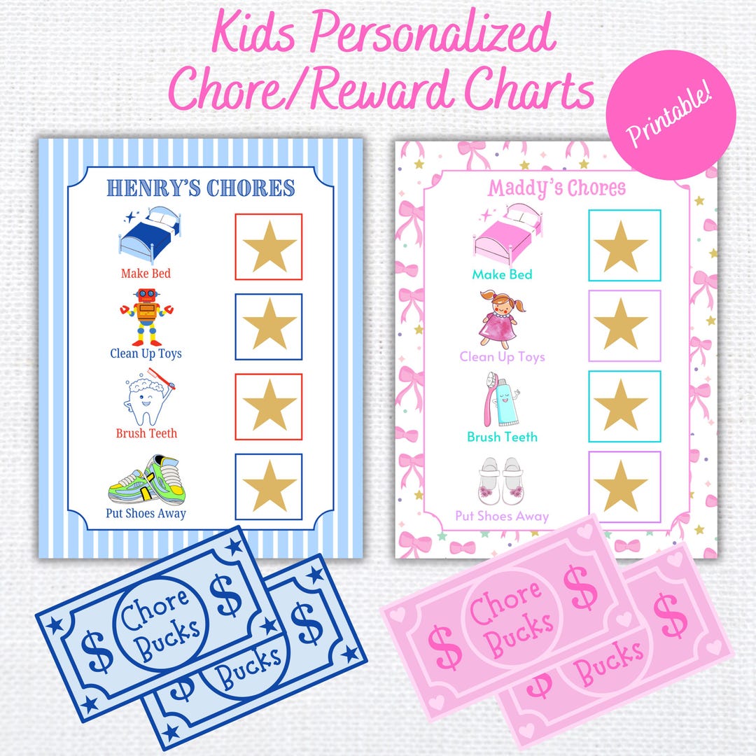 Kids Personalized Chore/reward Chart, Printable Chore/reward Chart - Etsy