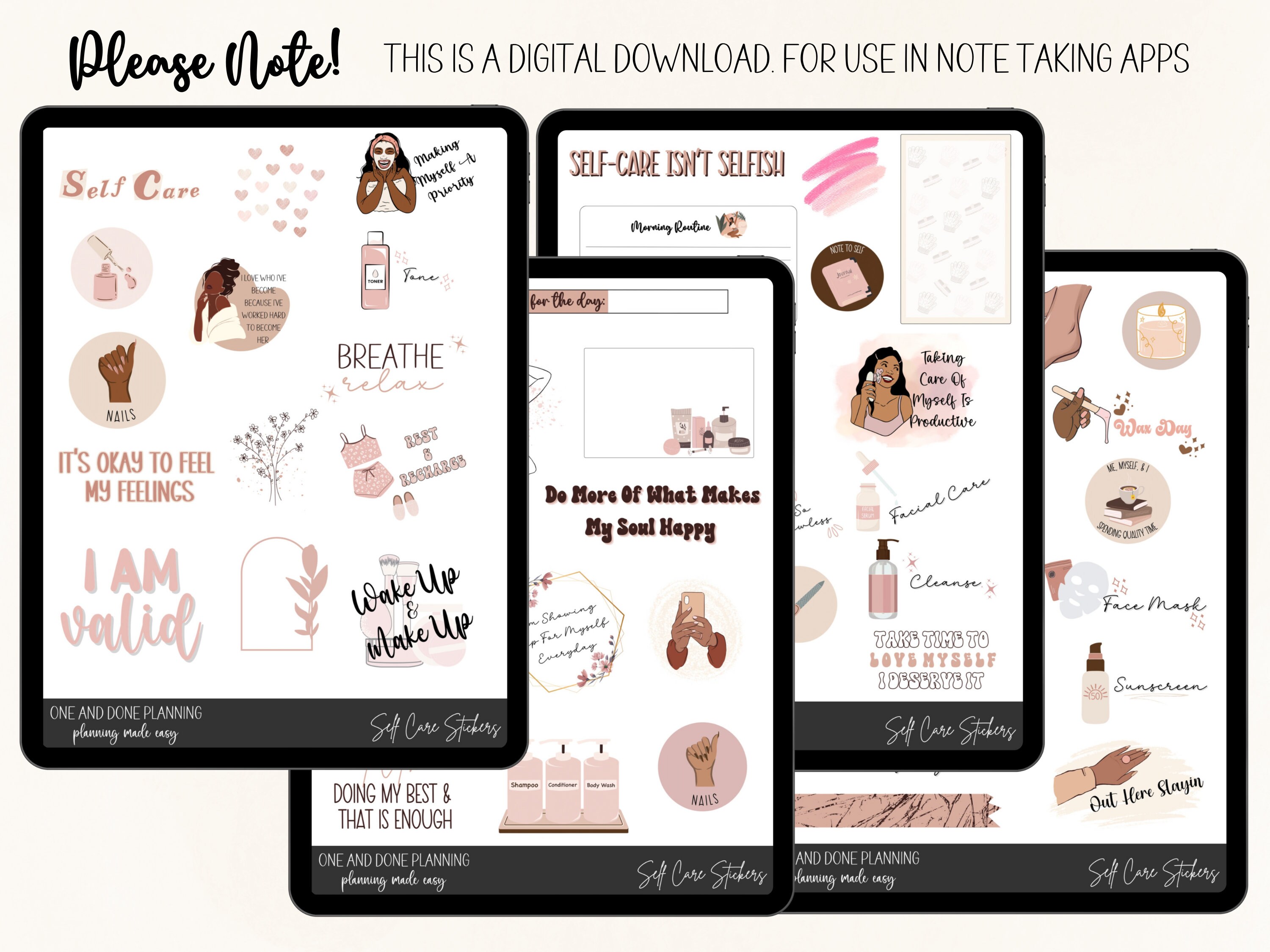 Self-care Digital Stickers, Digital Planner Stickers, Black Girl ...