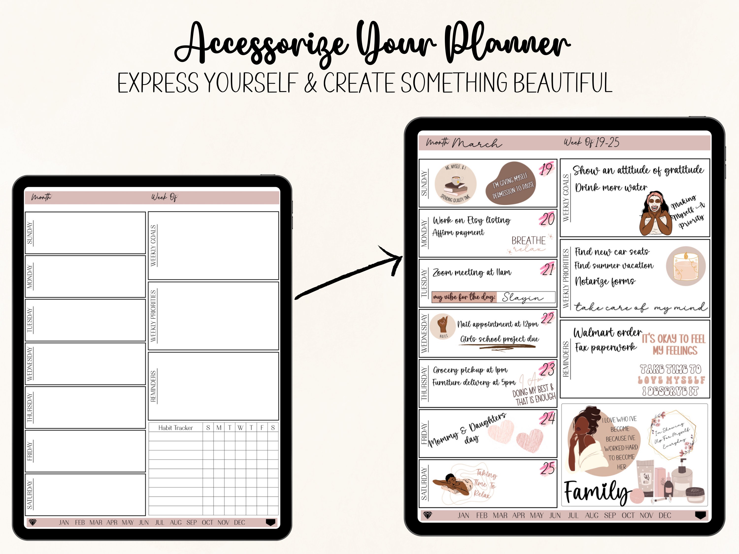 Self-care Digital Stickers, Digital Planner Stickers, Black Girl ...