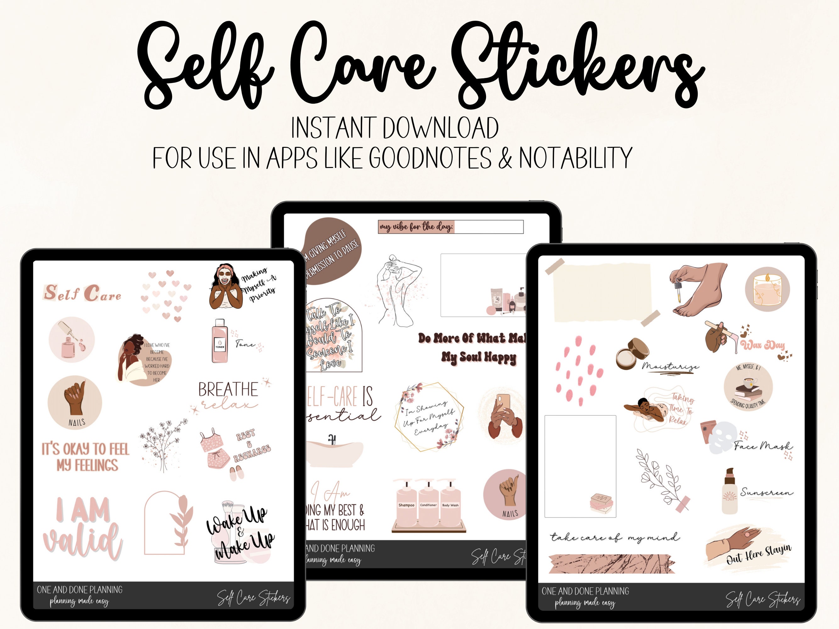 Self-care Digital Stickers, Digital Planner Stickers, Black Girl ...
