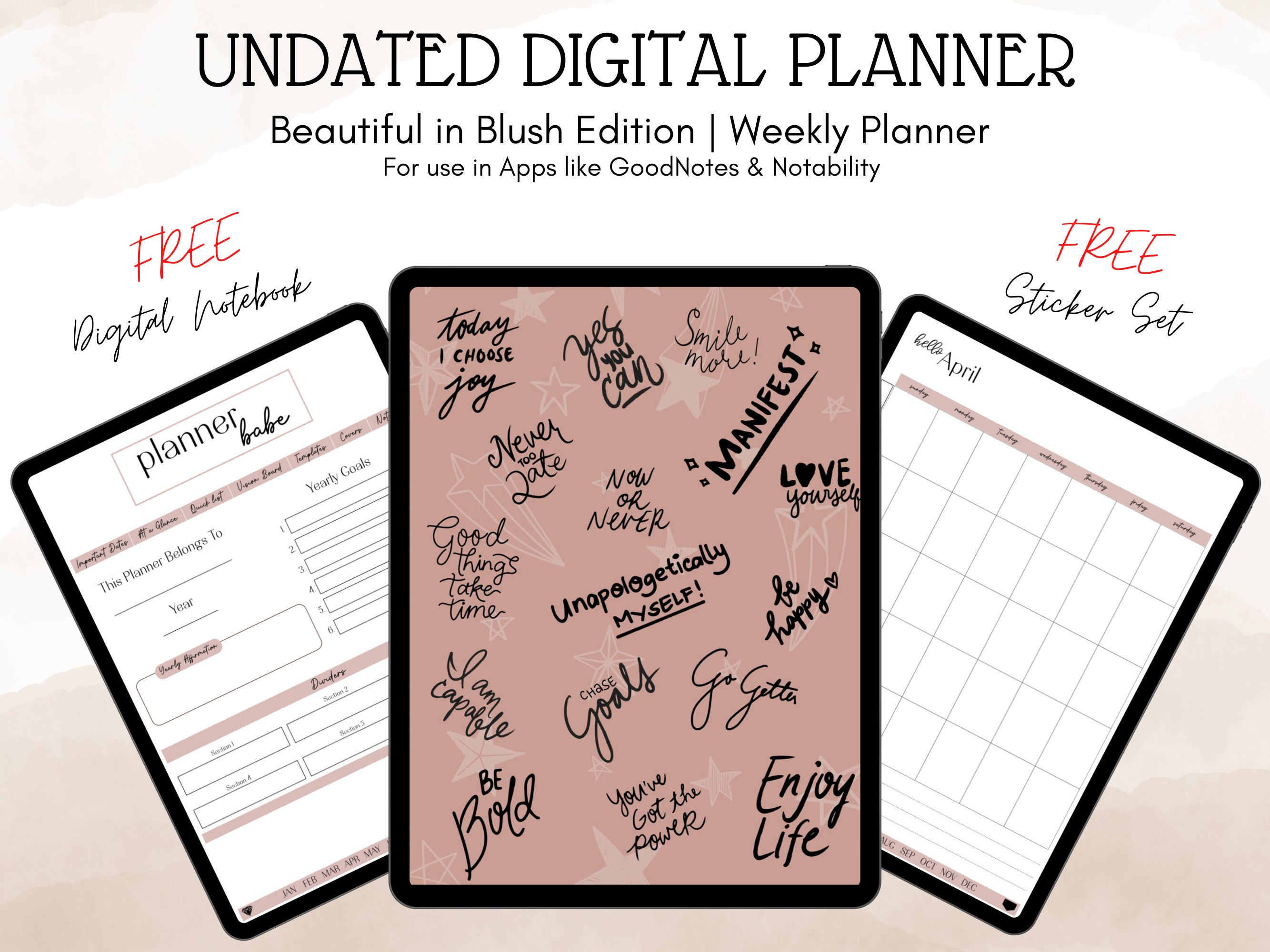 Undated Digital Planner, Goodnotes Planner, iPad Planner, Undated ...