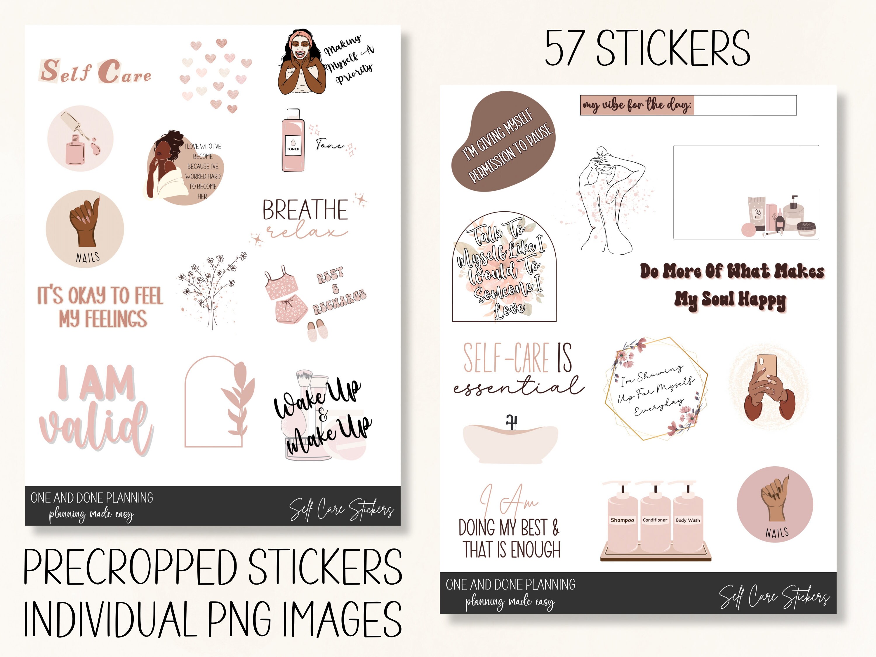 Self-care Digital Stickers, Digital Planner Stickers, Black Girl ...