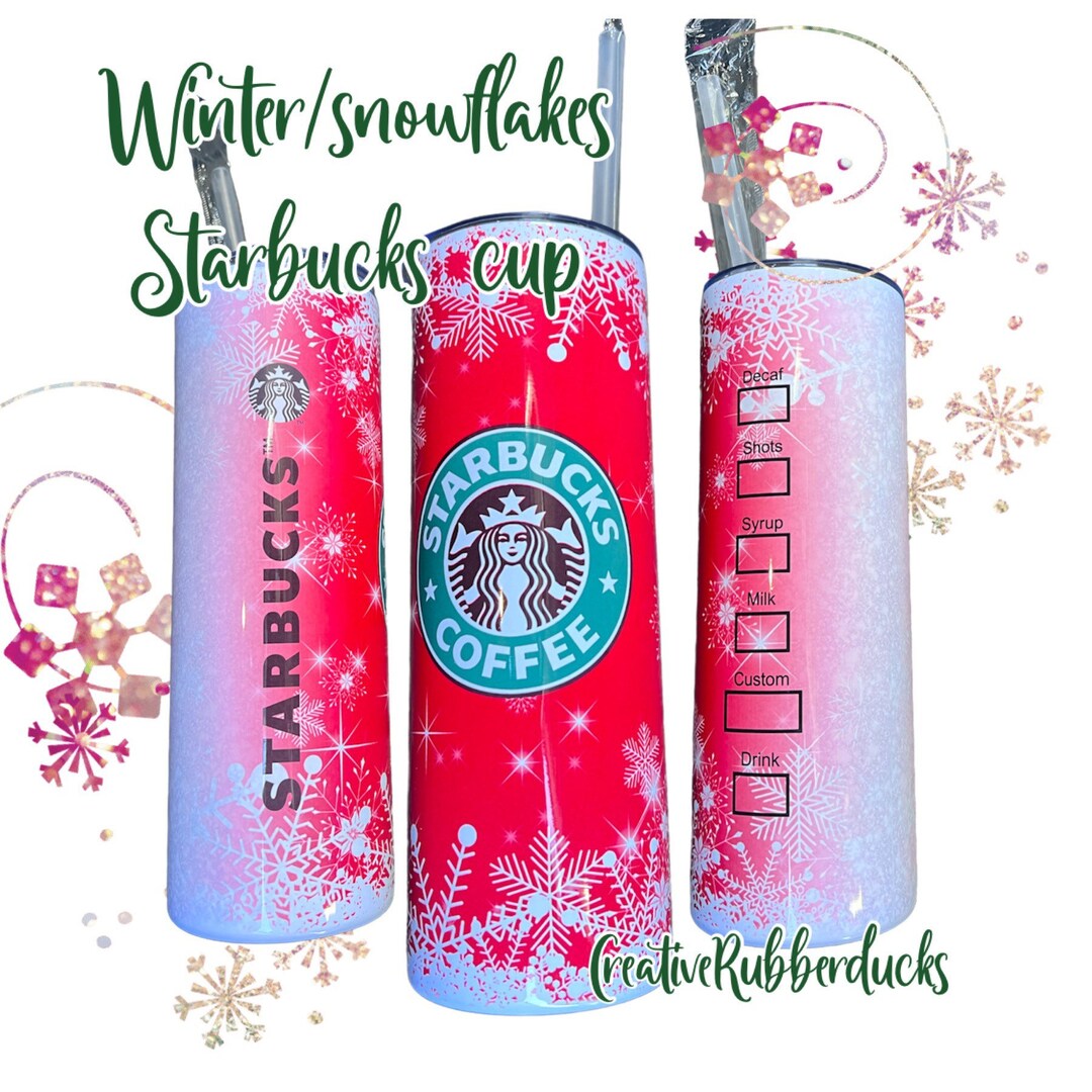 Winter Snowflakes Christmas 20 Oz Starbucks Double Insulated Hot/cold ...